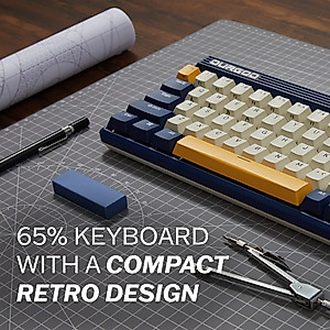 DURGOD Fusion Mechanical Retro Keyboard | 65% Layout | Wireless 2.4 GHz, Bluetooth 5.0, USB C | Doubleshot PBT | Up to 40 Days Battery Life | Windows, Android, iOS (Cherry MX Brown, Navigator)