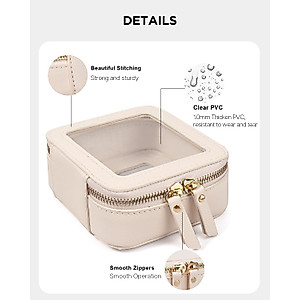 LETGO Clear Makeup Bags Set - TSA Approved Toiletry Bag with Handle Large Opening, Clear Toiletry Bags Case Pouch for Traveling Travel Car Orangizer Storage Essentials(Mini+Large Beige)