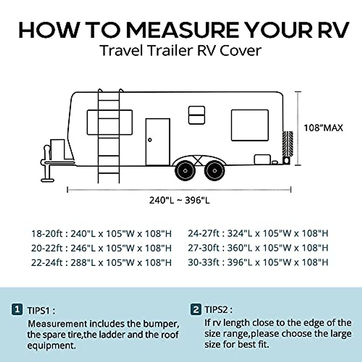 Quictent Upgraded Travel Trailer RV Cover, Extra-Thick 6-ply Camper Cover, Fits 27-30Ft Motorhome -Breathable Watertight Quick-Drying Rip-Stop Anti-UV with 2 Windproof Straps, 4 Tire Covers