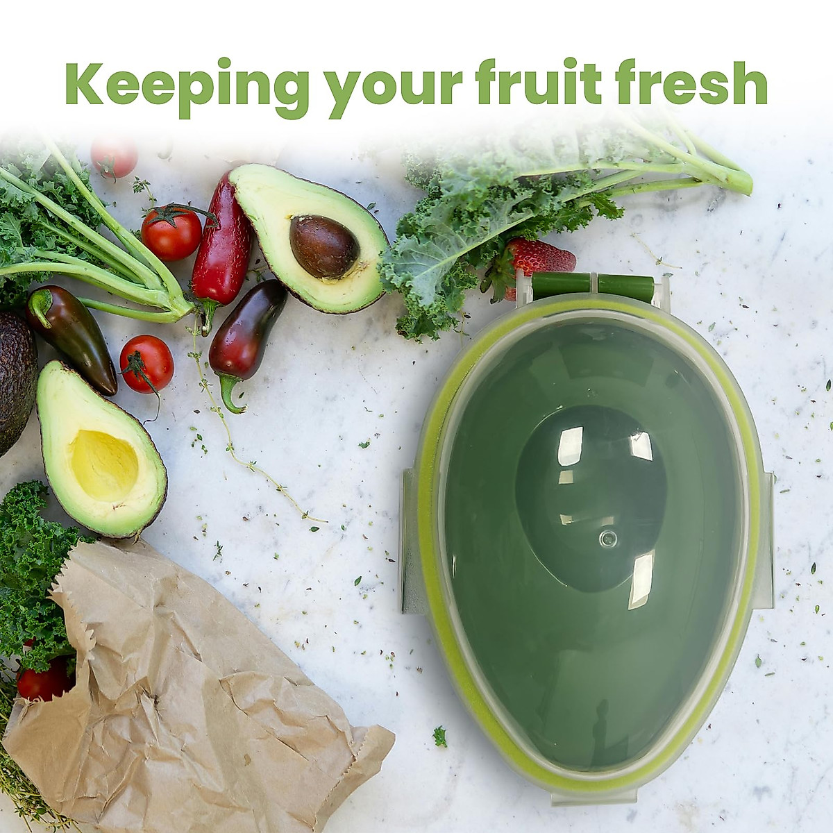 LIFTATAPA Avocado Saver Holder, Reusable Avocado Keeper, Food Crisper Storage Box Fruit Keeper Avocado Storage Container to Keep Your Avocados Fresh for Days (Green)