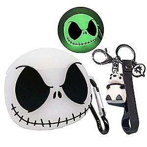 Compatibility with Airpods Case Cover with Panda Keychain, Cool Luminous Skull case Compatible with Airpods 1&2 Cases, Cute Funny 3D Case for Airpods 1&2