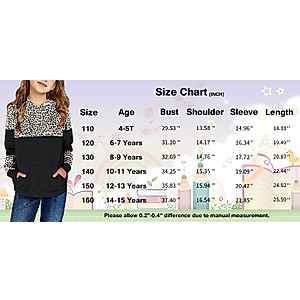 Haloumoning Kids Girls Fleece Pullover Hoodies Cute Leopard Printed Hooded Sweatshirts with Pockets 4-15 Years