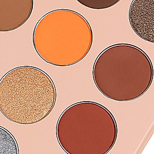 Vodisa Colorful Eyeshadow Palette Matte Shimmer High Pigmented Eyeshadow Pallet 15 Colors Professional Nudes Warm Natural Long Lasting Waterproof Eye Shadow with Make Up Brushes Set (Brown)