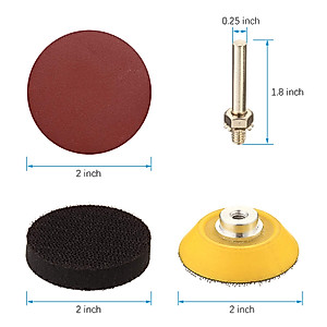 Miady 2-Inch Sanding Discs with 1 pc 2 Inch Drill Shank Backing Pad, 80/100/180/240/320/400/600/800/1000/1200/2000/3000 Assorted Grits-Pack of 120
