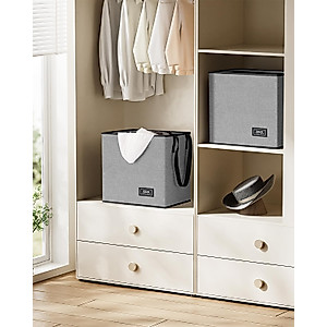 SOLEDI Collapsible Laundry Baskets, 2-Pack 50L (13 Gal) Collapsible Laundry Tote with Extended Easy Carry Handle, Sturdy Iron Wire Frame, Freestanding Clothes Basket for Bathroom, Bedroom, Dorm. Grey