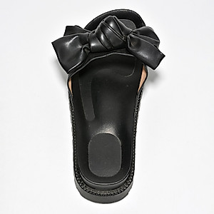 Cape Robbin Feelin Sandals Slides for Women, Womens Mules Slip On Shoes with Bow - Black Size 9