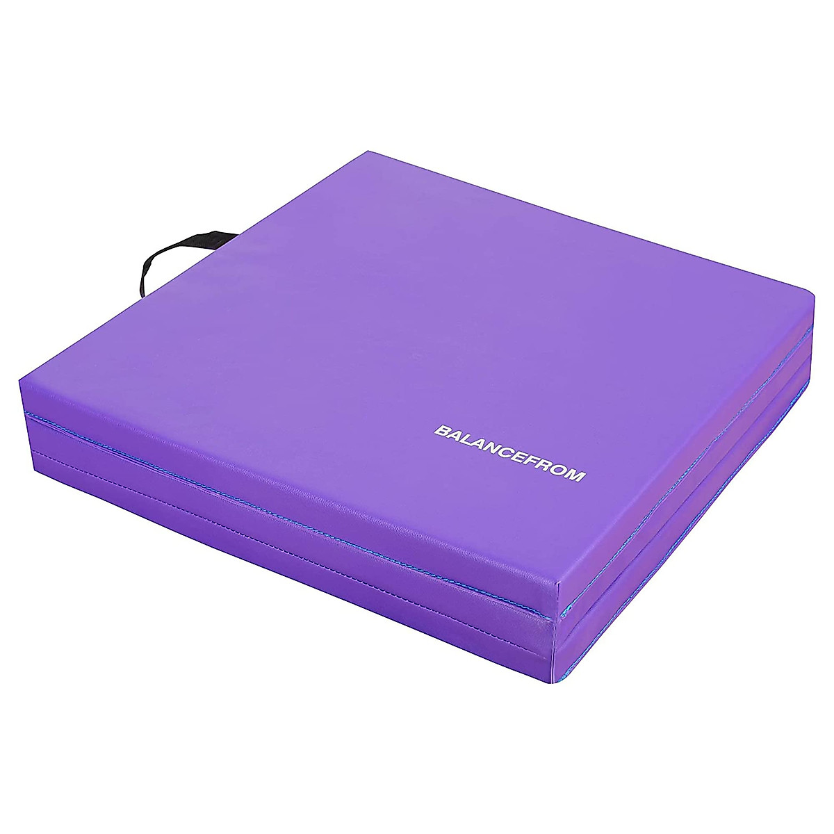 Signature Fitness Three Fold Folding Exercise Mat with Carrying Handles for MMA, Gymnastics and Home Gym Protective Flooring, 1.5-Inch Thick, Purple