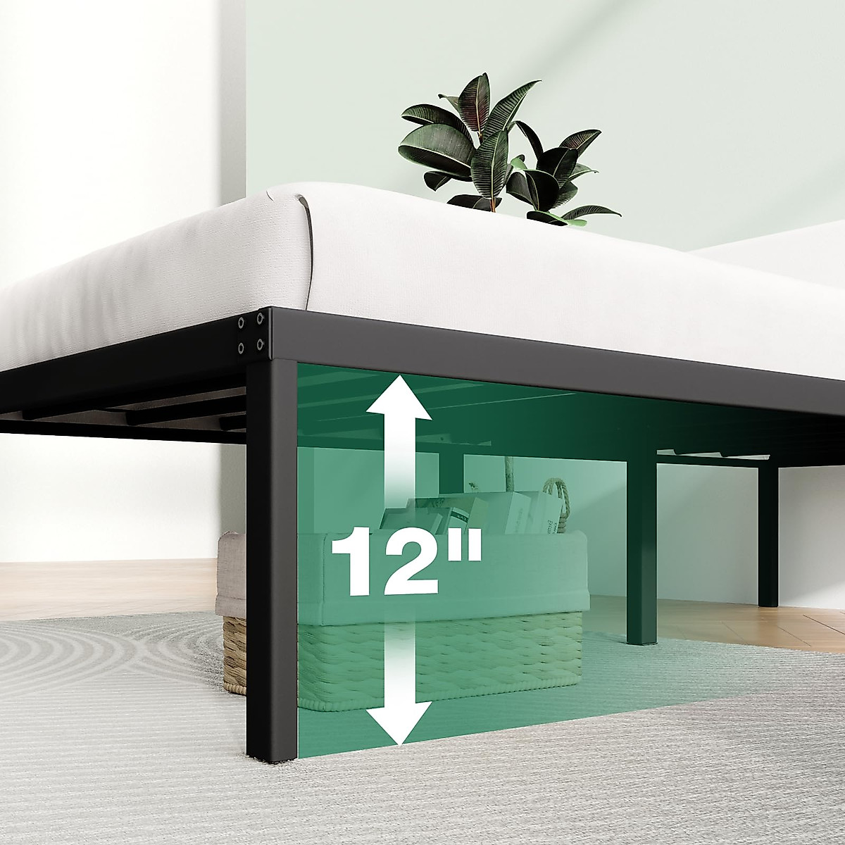 Novilla Twin Bed Frames, 14 Inch Metal Platform Bed Frame Twin Size with Storage Space Under Bed Frames, Heavy Duty Steel Slat Support, No Box Spring Needed, Easy Assembly