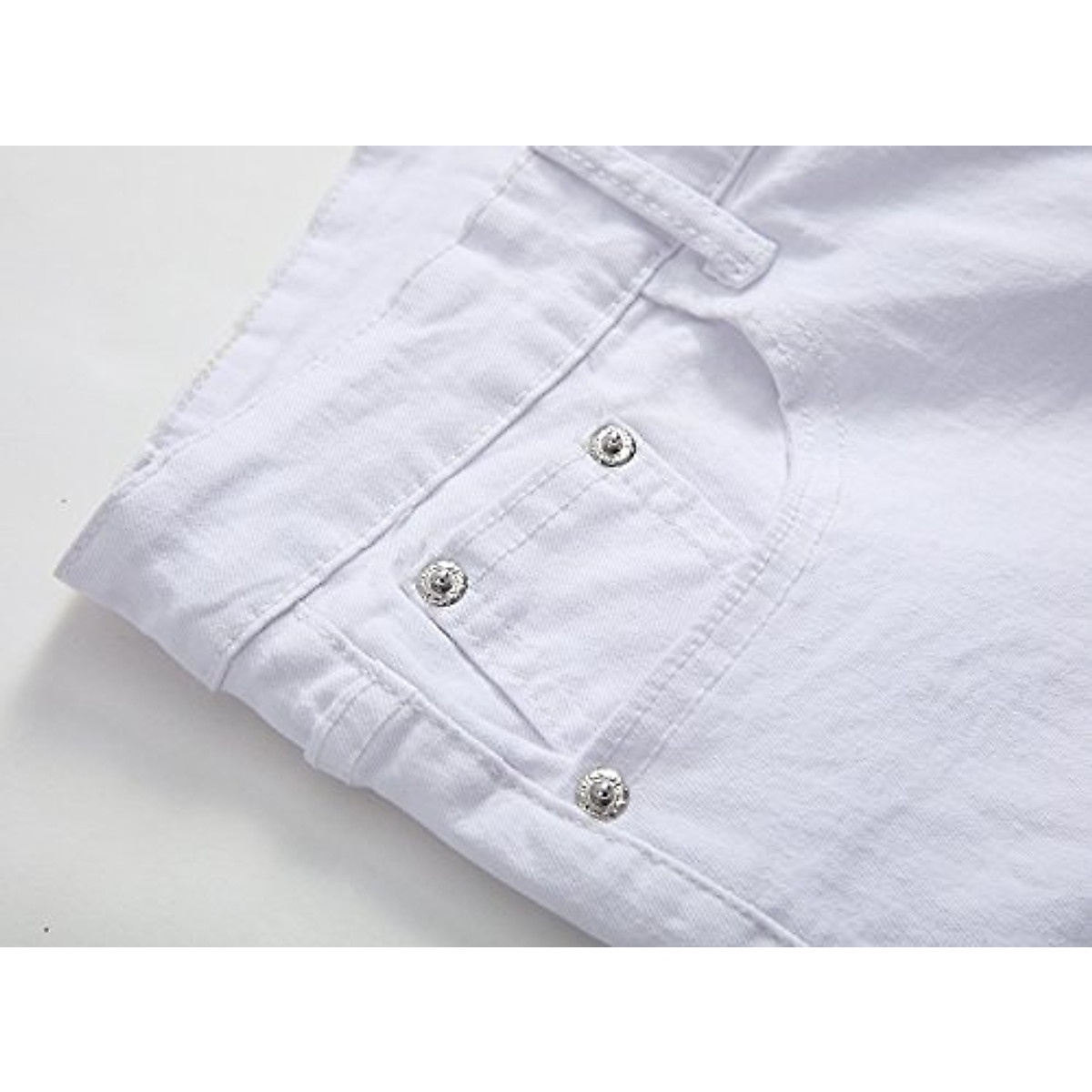 Men's White Skinny Slim Fit Stretch Straight Leg Fashion Jeans Pants, 33W