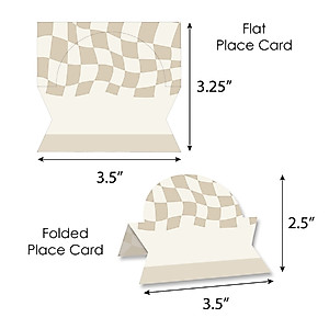 Big Dot of Happiness Tan Checkered Party - Tent Buffet Card - Table Setting Name Place Cards - Set of 24