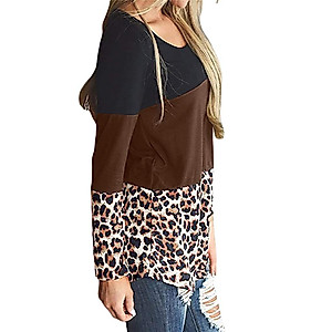 Women Maternity/Nursing T Shirt Pullover Labor/Delivery/Hospital Pregnancy Long Sleeve Tunics Leopard Print Sweatshirts (Coffee, S)