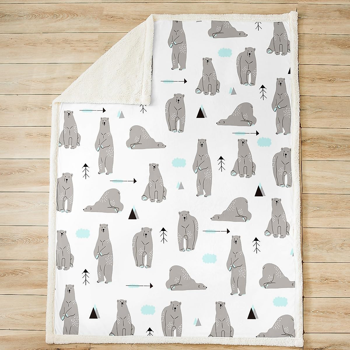 Cute Bear Fleece Throw Blanket for Kids Boys Girls Wild Animals Plush Blanket 40"x50" Rustic Cabin Country Sherpa Blanket Decor Nature Wildlife Bear Fuzzy Blanket