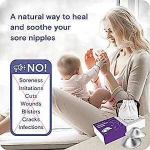 Original Silver Nursing Cups, RUVALINO® Breastfeeding Essentials Nipple Shields for Nursing Newborn, Nipple Cover for Breastfeeding, Healing Cups for Sore Nipple Relief, No Need Nipple Cream (Regular)