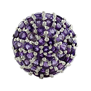 NOVICA Amethyst .925 Sterling Silver Handmade Cluster Ring, Jacaranda'