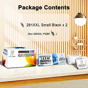 Miss Deer Compatible 281 Black Ink Cartridges Replacement for Canon CLI-281XXL CLI281XXL for Pixma TR7520 TR8520 TS6120 TS6220 TS8120 TS8320 TS9120 (Small Black) 2-Pack