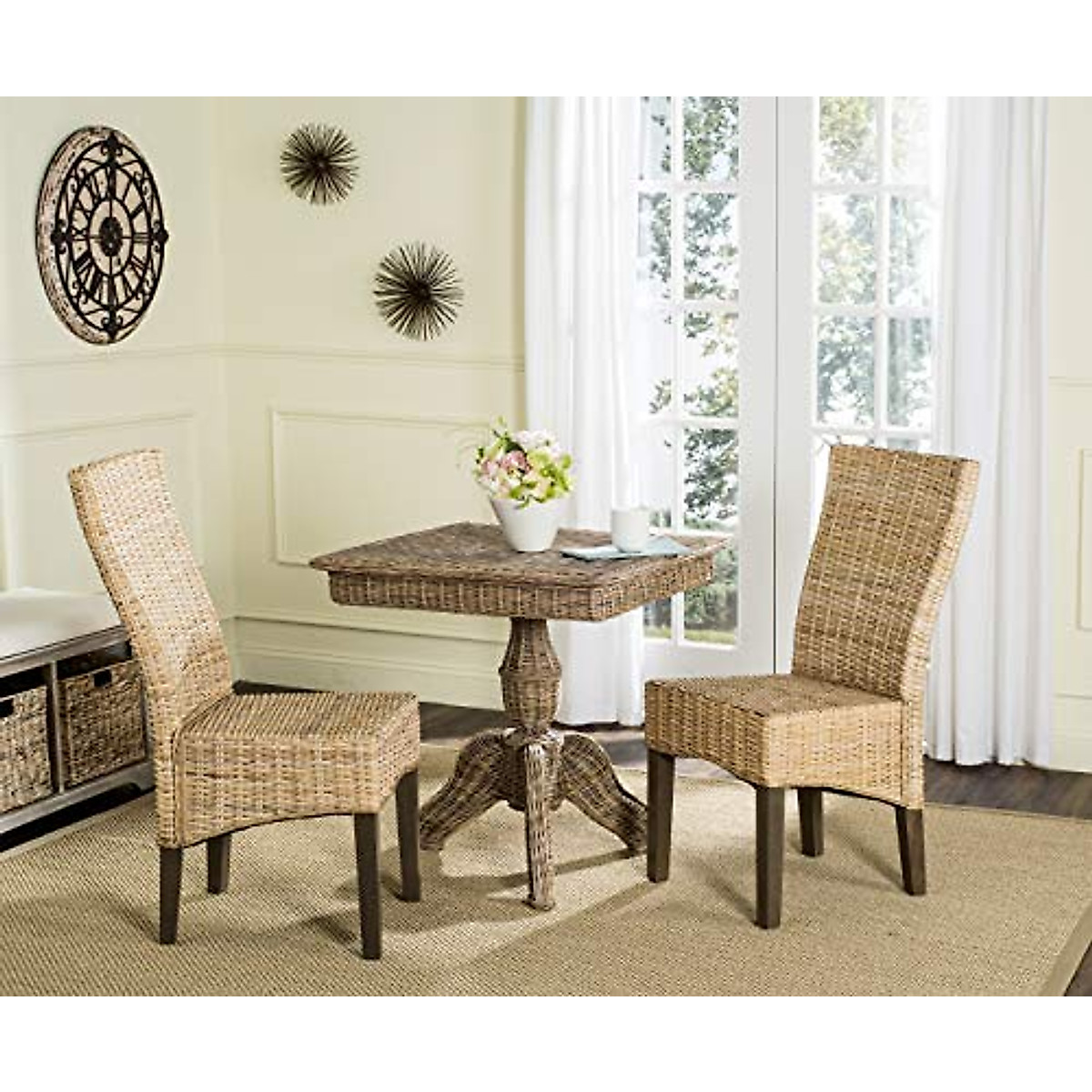 Safavieh Home Collection Ozias Grey Wicker 18-inch Dining Chair