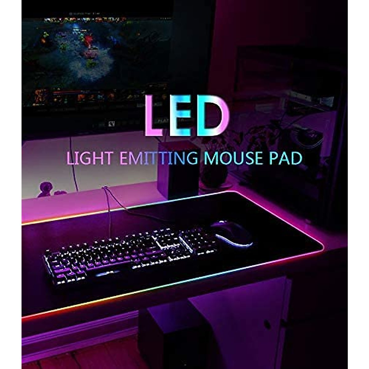 31.5"X12" RGB Gaming Mouse Pad, Large LED Mousepad with 11 Lighting Modes, Soft Non-Slip Rubber Base Mouse Mat for Computer Desk Keyboard, Waterproof XL Gaming Mousepad.