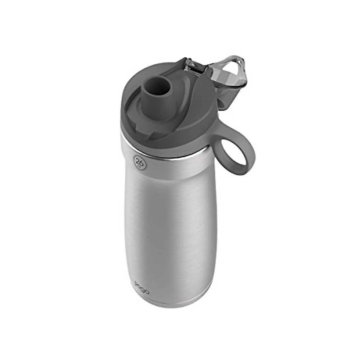 Pogo Vacuum Insulated Stainless Steel Water Bottle with Leak Proof Chug Lid and Silicone Carry Loop, Grey, 26 oz