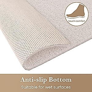 Shower Mat Bathtub Mat Non-Slip,24x16 inch, Soft Tub Mat with Drain,PVC Loofah Bath Mat (Phthalate Free) for Tub and Bathroom,Quick Drying,White