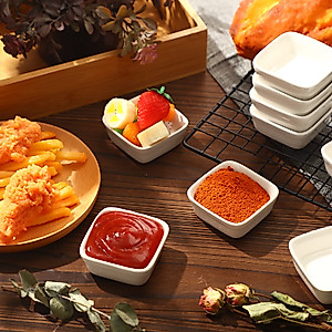 50 Pieces Ceramic Dipping Bowl Set, 1.5 oz White Soy Sauce Dish for Sauces Condiments Sushi Vinegar BBQ Party Dinner Serving Bowls Set, Oven Safe