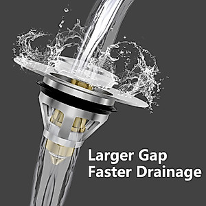 Bathroom Sink Drain Stopper | Upgraded Sink Strainer Basin Pop Up Drain Filter Plug with Anti-Clogging Hair Catcher for Bath Tub, Fits 1.34-1.96” Drain Hole