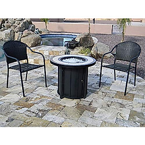 Hiland AFP-TTR Tile top 40,000 BTU Propane Fire Pit, Round, Bronze,Beige, Black
