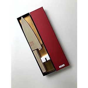 Goh Umanosuke Yoshihiro Small Santoku Knife, silver,brown