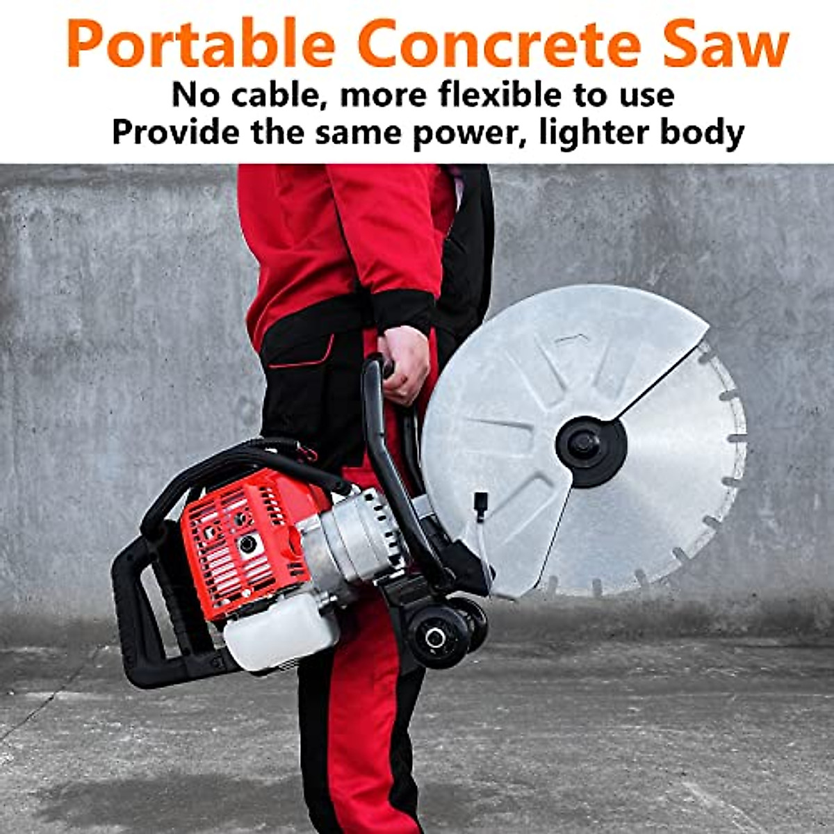 HIGOSPRO 1300W 4.8" Cut Depth and 2 Stroke Gasoline Grinder With Bag 14 Inches Concrete Saw Gas Powered Cut-Off Saw with EPA 51.7cc, petrol concrete saw with Diamond Blade