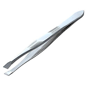 Silver Tone Stainless Steel Long Tweezers for Eyebrows 3.5 Inches Nice and Deft
