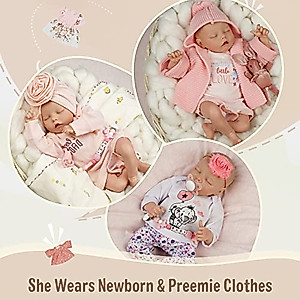 JIZHI Lifelike Reborn Baby Dolls - 17-Inch Baby Soft Body Realistic-Newborn Baby Dolls Full Vinyl Body Poseable Real Life Baby Dolls Girl with Feeding Kit Gift Box for Kids Age 3+