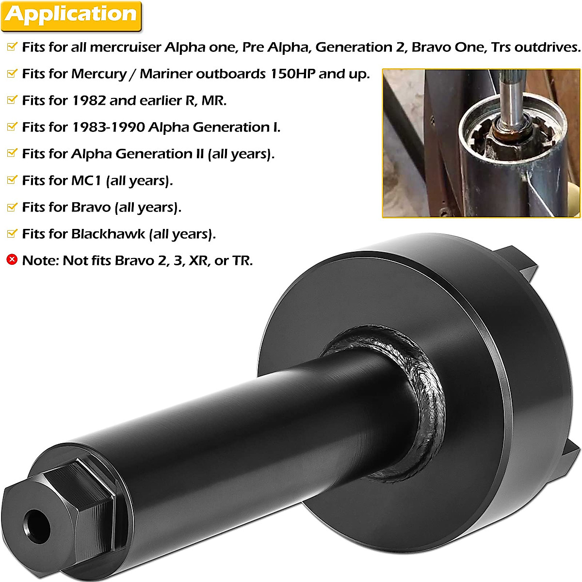 Bearing Carrier Retainer Wrench Tool Fits for Mercury Mercruiser Alpha One Bravo One Generation II Trs Outdrives, Alternative to 91-61069, 91-61069T, 18-9858