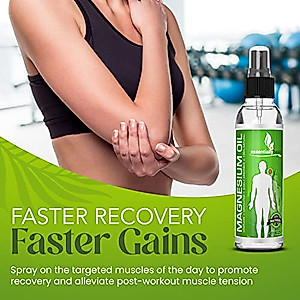 Magnesium Oil Spray - Large 8oz Size - Extra Strength - 100% Pure for Less Sting - Less Itch - Essential Mineral Source - Made in USA