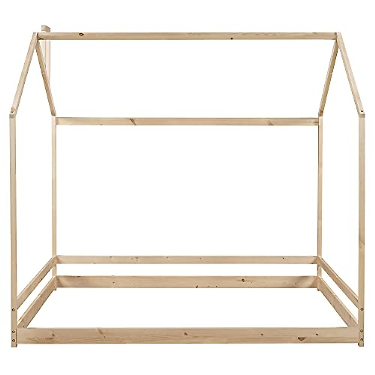 Merax Full Size House Bed Frame Floor Height Platform Bed for Kids and Toddler. Wood Full Bed Frame for Boys and Girls, House Shaped, Twin