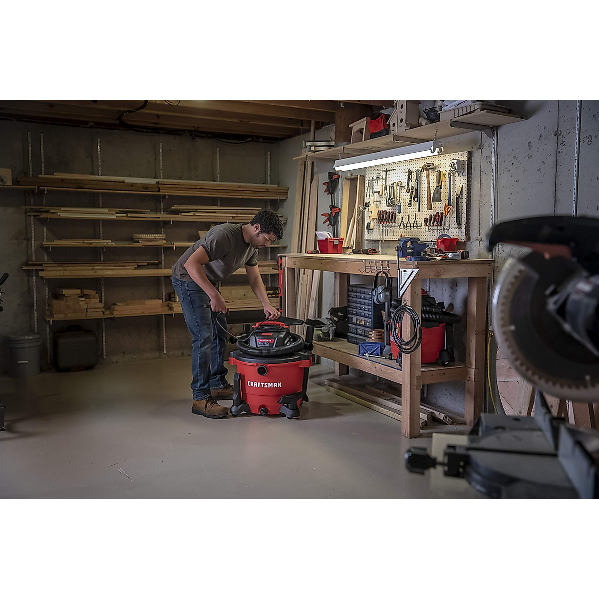 CRAFTSMAN CMXEVBE17595 16 Gallon 6.5 Peak HP Wet/Dry Vac, Heavy-Duty Shop Vacuum with Attachments