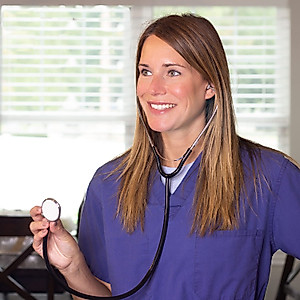 MABIS Spectrum Series Single Head Cardiology Stethoscope, Nursing and Clinical Use Stethoscope, Lightweight, 30 Inch, Black (Pack of 100)