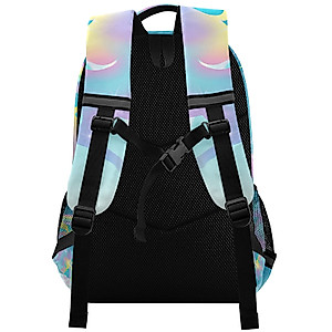 Rainbow Unicorn Backpack for Girls Galaxy School Bookbag with Adjustable Chest Strap for Girls Elementary Kids Waterproof Casual Bag Lightweight 16.7 Inch