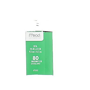 Mead #6-3/4 Envelopes, Security Printed Lining for Privacy, Gummed Closure, All-Purpose 20-lb Paper, 3-5/8" x 6-1/2", White, 80/Box (75212)