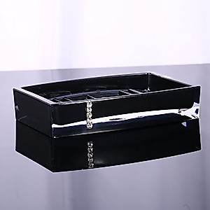 5Set Bathroom Accessory Set, Acrylic Bathroom Accessories Bath with Toothbrush Holder Toothbrush Cup Containe Tumble Soap Dish Liquid Soap Lotion Pump Lotion Dispenser Dispenser Black