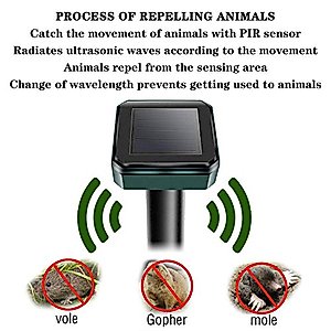 LIGHTSMAX Mole Repellent Mole Repeller Solar Powered Gopher Repellent Ultrasonic Vole Repellant Gopher Repellent Rodent Deterrent No Mole Traps Killer Harm to Your Lawn Yard (8)