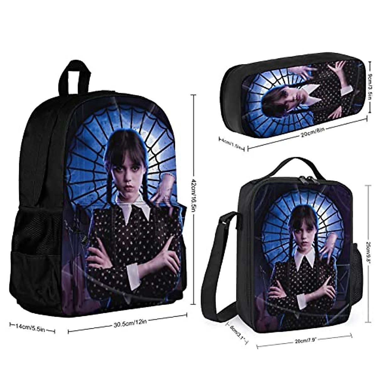 JCLOCK Waterproof Backpack Insulated Lunch Bag Pencil Case 3 Piece Set For Women Boys Teen School Backpack Students Daypack Insulated Dinner Bag Pencil Case 3 Pcs Set