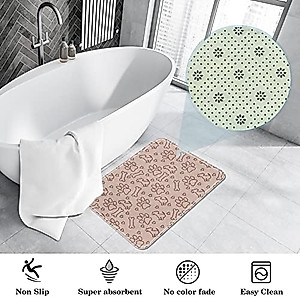 Brown Dog Paw Prints, Indoor Door Mat Durable Front Door Mats Entryway Rug Non-Slip Absorbent Area Rugs Resist Dirt Rugs for Room Decor, 24"x16"