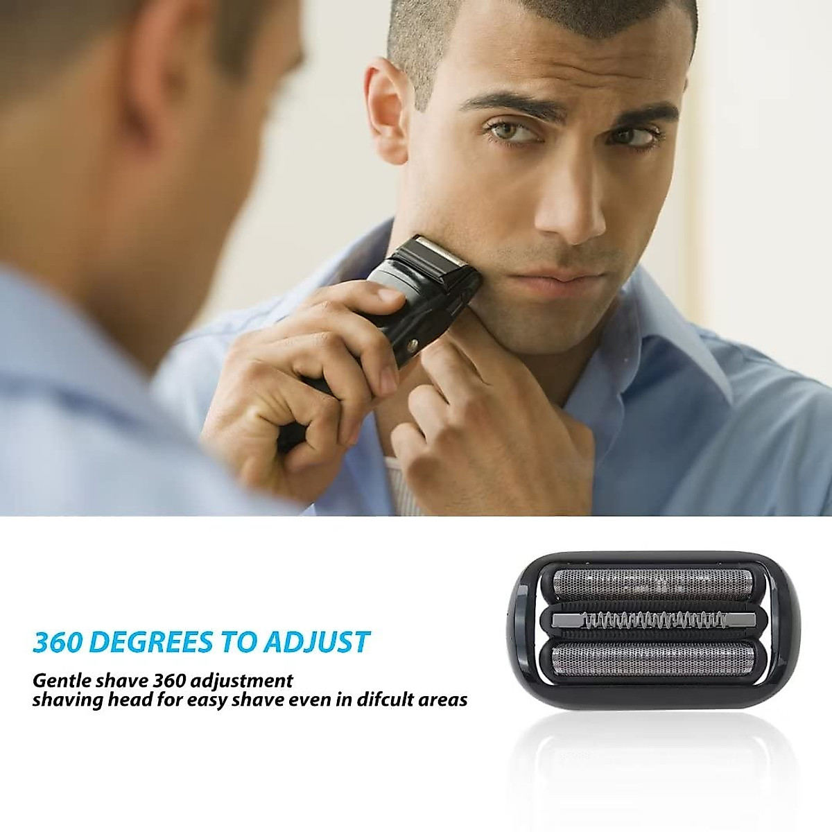 53B Replacement Electric Shaver Replacement Head for Br-aun Series 5/6 Br-aun Shaver 53B 50-R1000S/50-B1300S 6075Cc 6020S (Black)