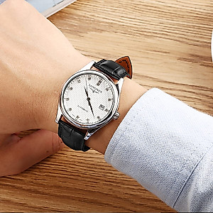 Moran Genuine Leather Replacement Watch Band Deployment Buckle 18mm 19mm 20mm 21mm 22mm 23mm 24mm Calfskin Watch Strap for Men's and Women's