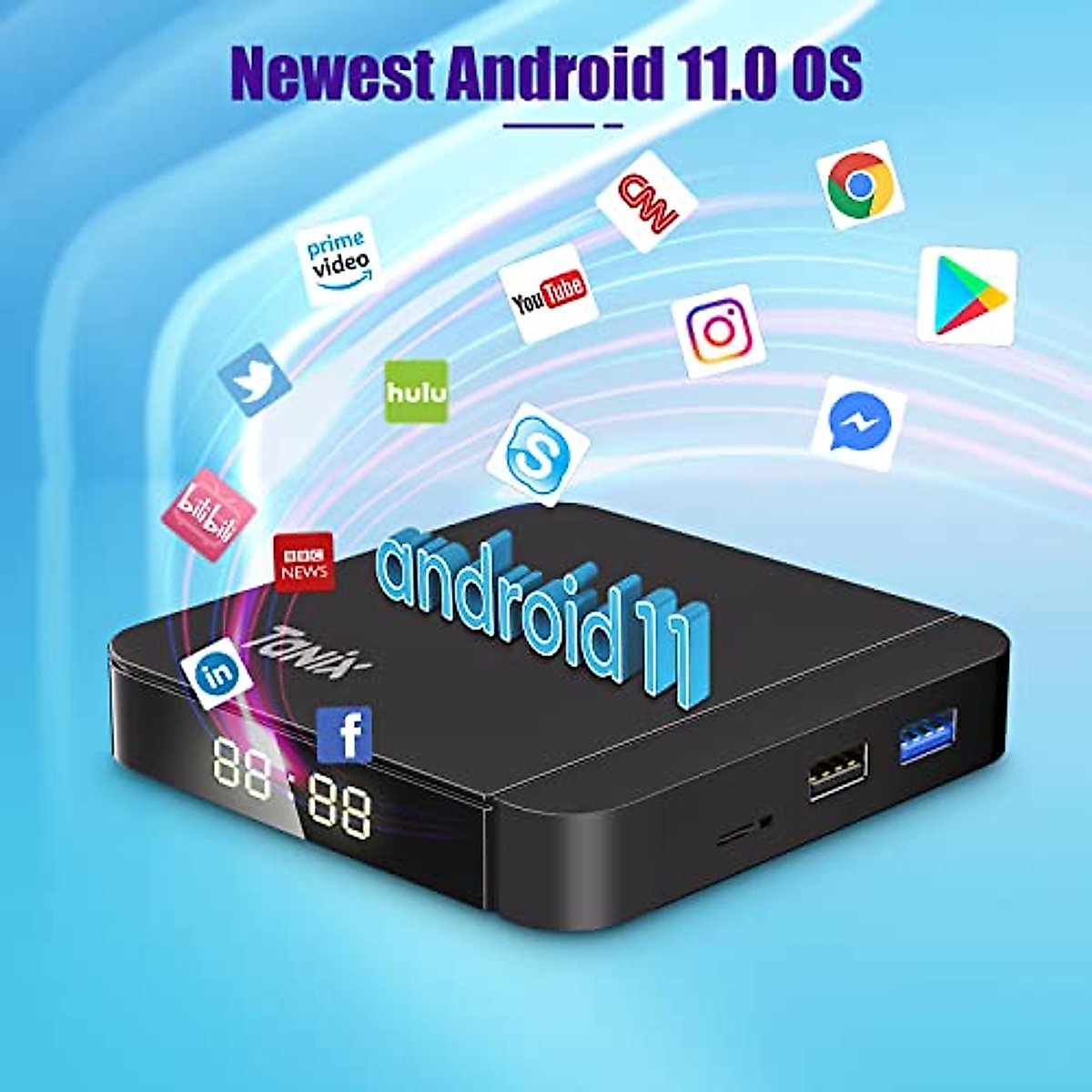 Android TV Box 11.0, Tanix W2 Android TV Box 4GB RAM 32GB ROM with Wireless Keyboard, Android Box with Amlogic S905W2 Quad Core 64 Bits, AV1 4K 3D USB 3.0 BT 4.2 TV Box