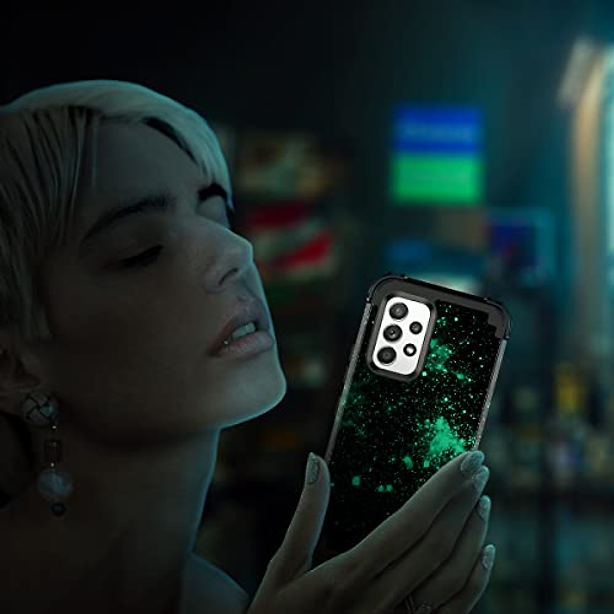 Miqala for Galaxy A53 5G Case,Glow in The Dark Three Layer Shockproof Hard Plastic+Silicone Rubber Protective Case for Samsung Galaxy A53 5G,Blue Sky