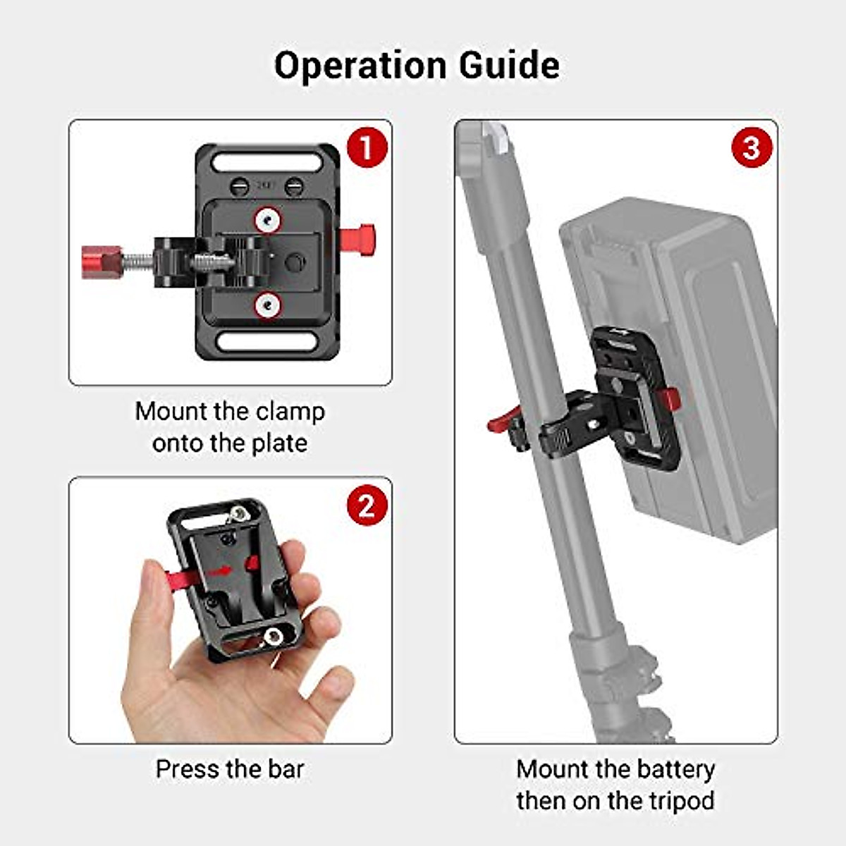 SmallRig Mini V Mount Battery Plate, V-Lock Mount Battery Plate with Crab-Shaped Clamp for Camera Power Supply - 2989