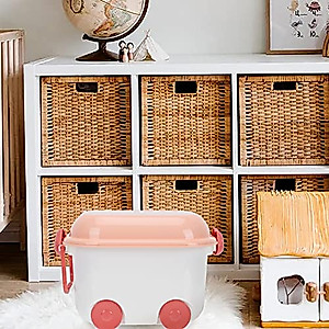 Cabilock Storage Basket Bins Storage Box Box with Wheel Box Chest with Wheel Rolling Storage Box with Wheels Stackable Nursery Bin