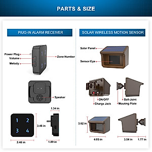 Driveway Alarm System- Solar Driveway Alarms- 3 Adjustable Sensitivities-Fully Weatherproof Outdoor Motion Sensor&Detector DIY Security Alert System-1 Receiver and 3 Sensors KIT