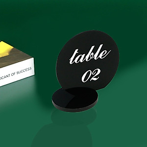 Dnyta Black Acrylic Place Cards with Stands, 20 Pcs Blank Acrylic Seat Cards for DIY Wedding Reception Table Numbers
