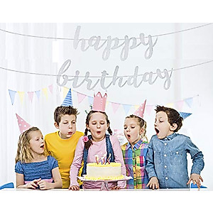 Silver Glittery Happy Birthday Banner for Birthday Party Baby Shower Anniversary Celebrations Decorations